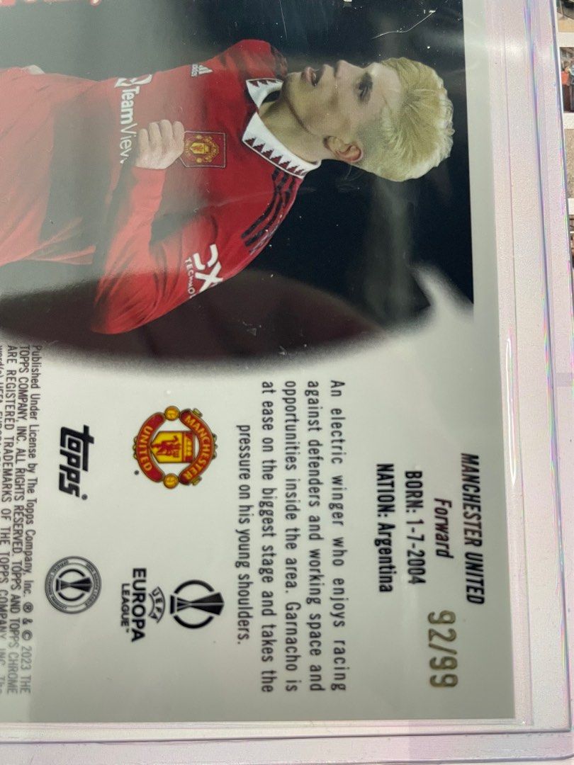 Topps Chrome Alejandro Garnacho Number 92/99, Hobbies & Toys, Toys ...