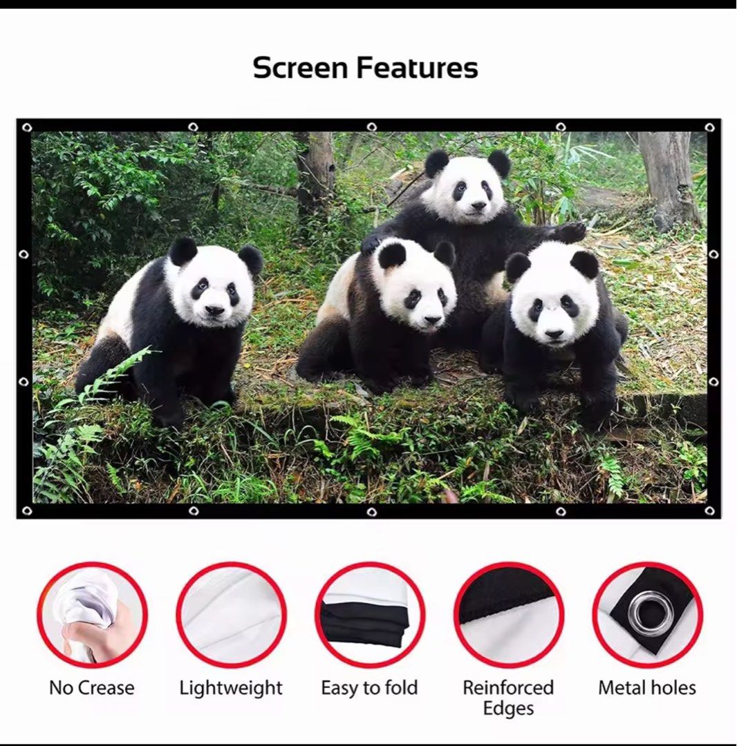 *used* WEJOY 100 inch Projection Screen 16:9 Foldable Portable No ...