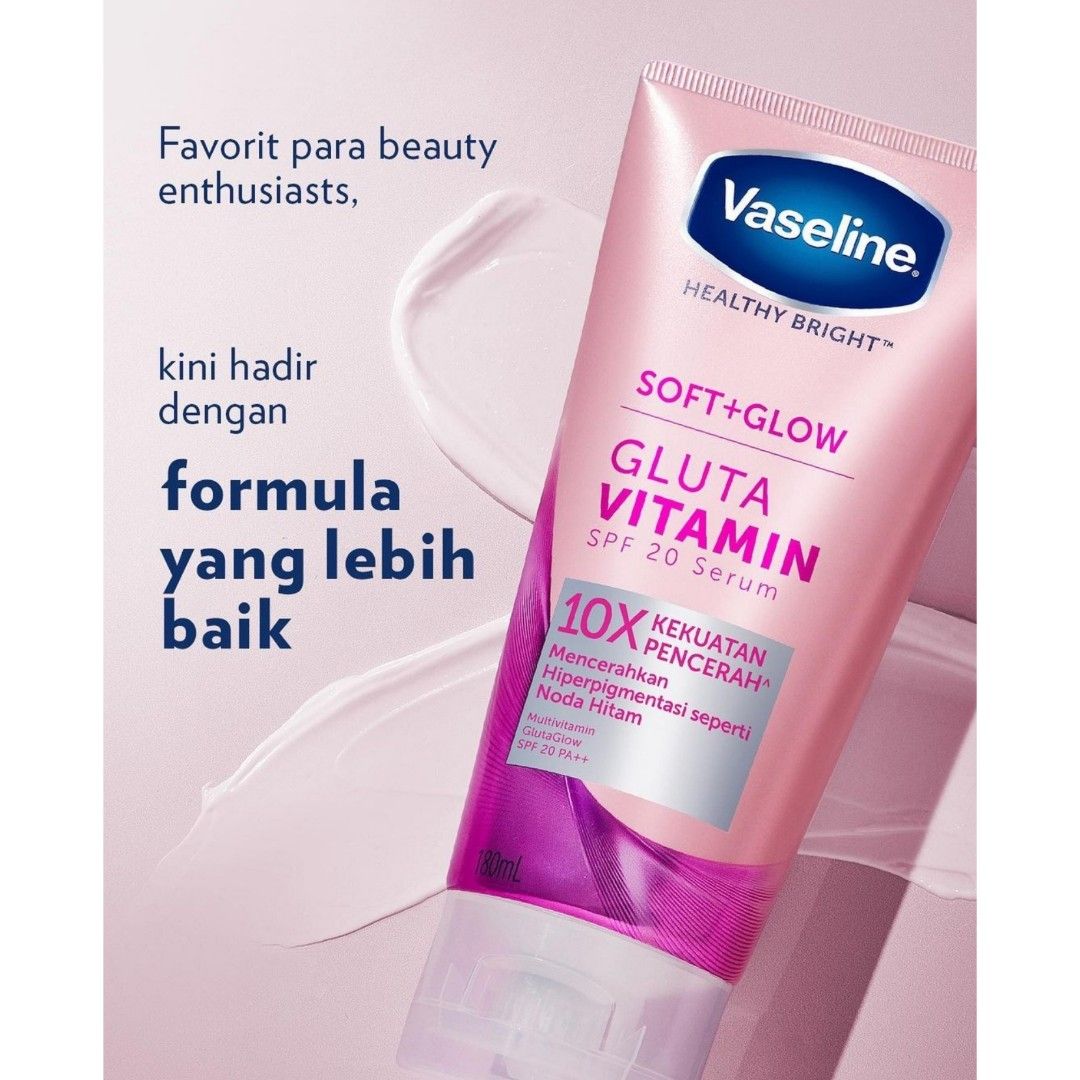 Vaseline Soft + Glow Gluta Vitamin SPF 20 Serum 100ml, Kesehatan & Kecantikan, Kulit, Sabun ...