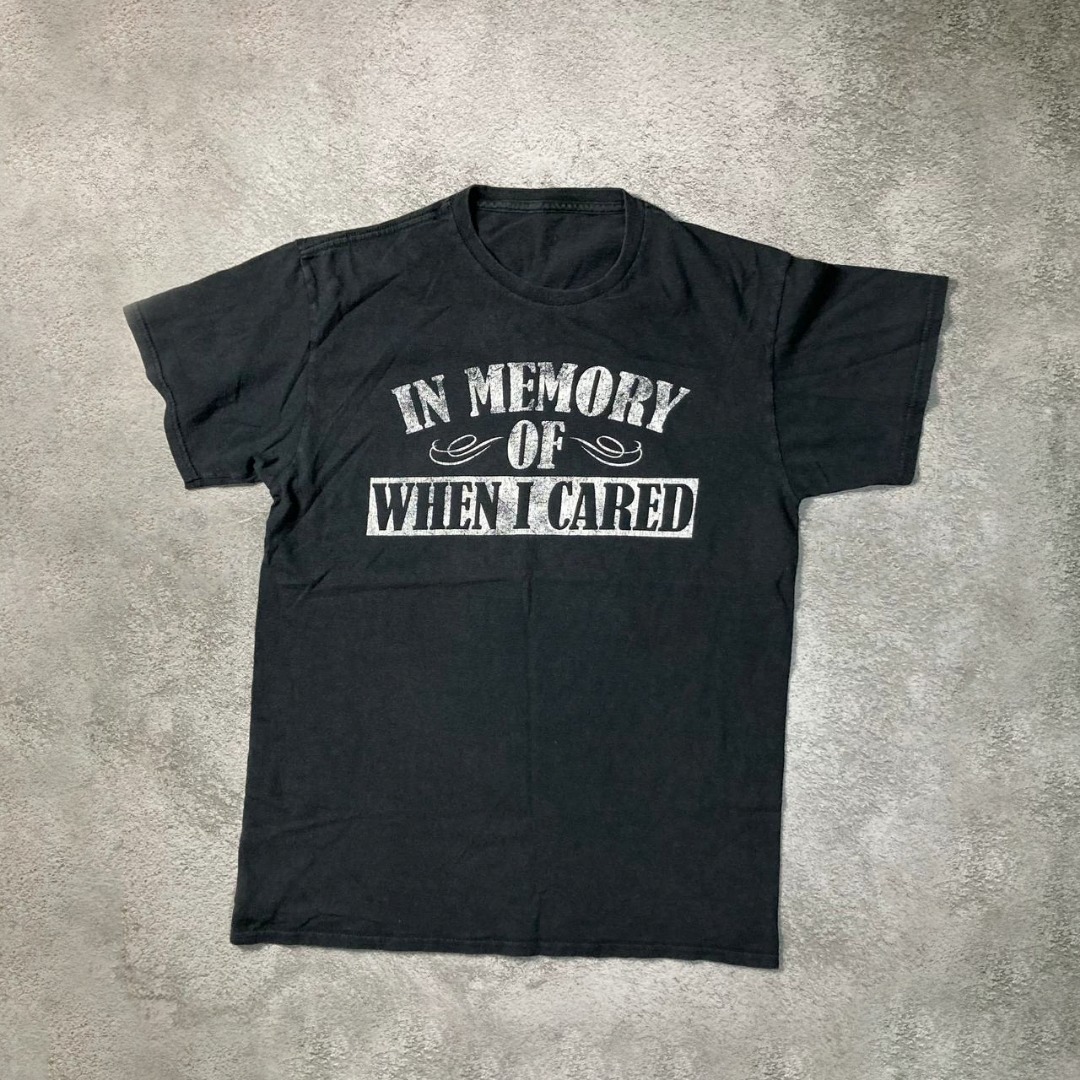 Vintage In Memory of When I Cared Statement T-shirt, Men's Fashion ...