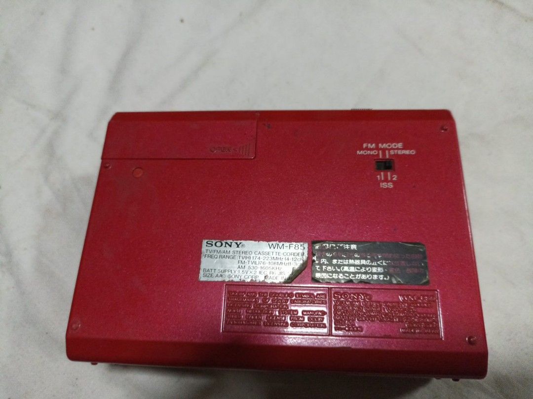 Vintage Red Sony Walkman WM-F85 1985, Audio, Portable Music Players on ...