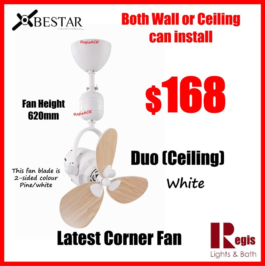 $168 Bestar Duo/Duo Hagar 16inch 3-blades DC Designer Corner Ceiling ...