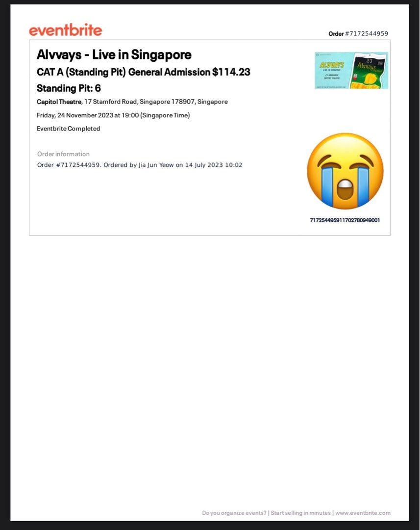 1x Alvvays Cat A (Standing Pit) ticket - Live in Singapore, Tickets ...