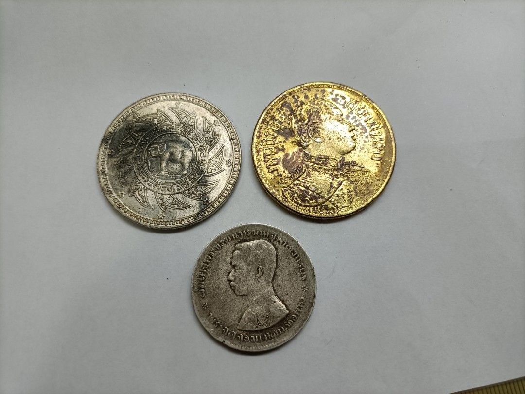 3 Thailand old silver coins king rama, Hobbies & Toys, Memorabilia ...
