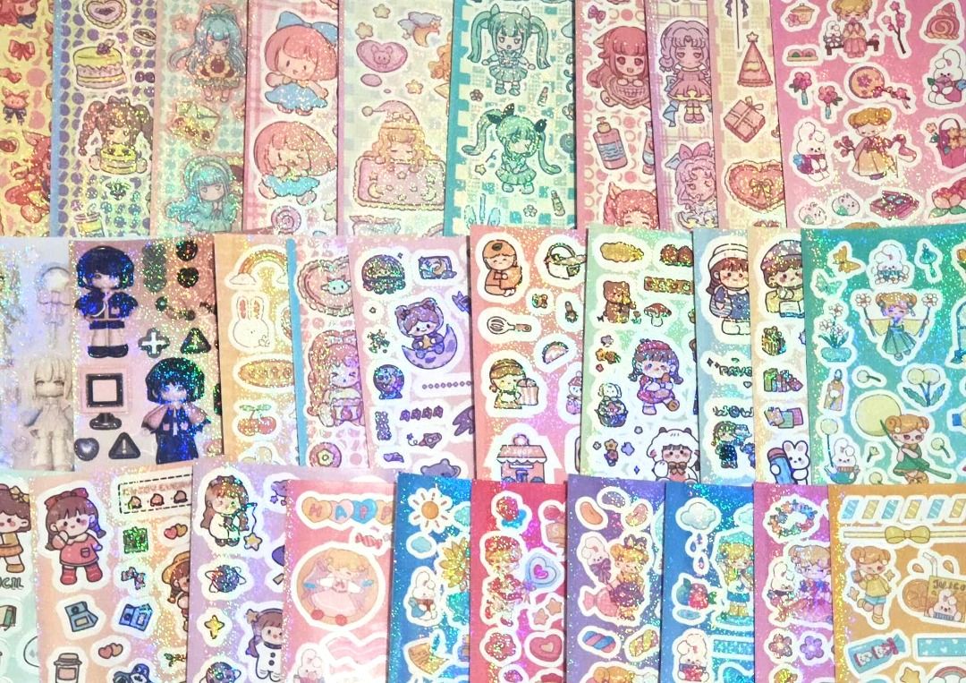50 pieces Cute Guka Art Glitter Sticker Sheets, Hobbies & Toys ...