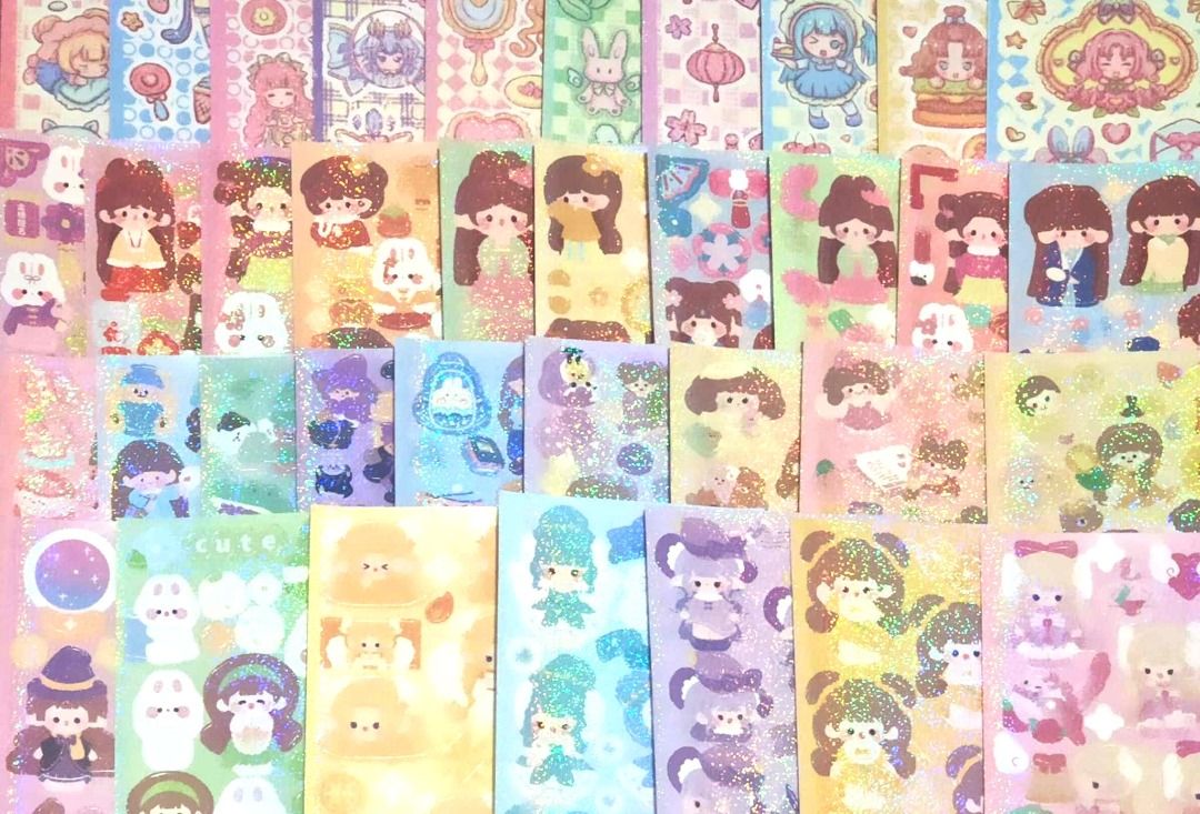 50 pieces Cute Guka Art Glitter Sticker Sheets, Hobbies & Toys ...
