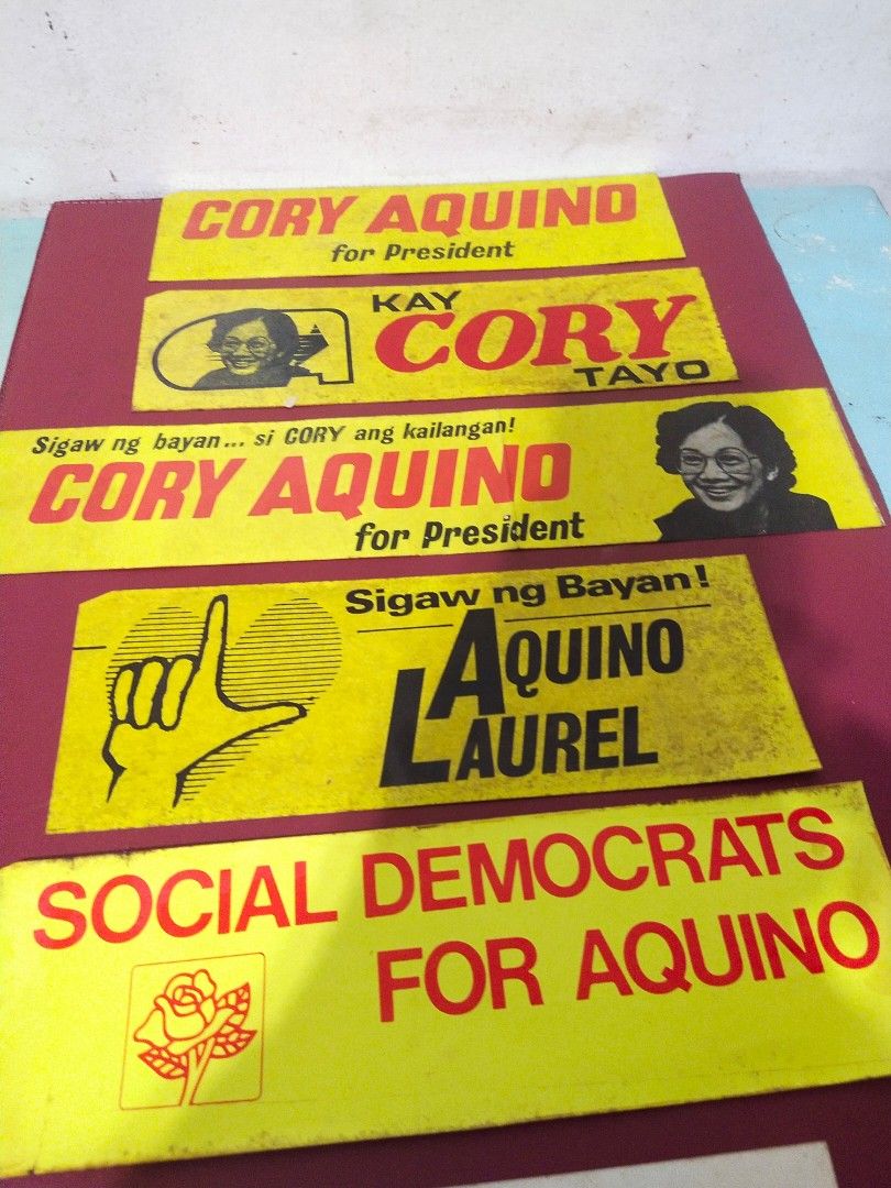 6 vintage ORIGINAL "Cory Aquino-Doy Laurel" campaign stickers/1986 ...