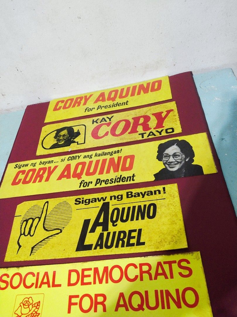 6 vintage ORIGINAL "Cory Aquino-Doy Laurel" campaign stickers/1986 ...