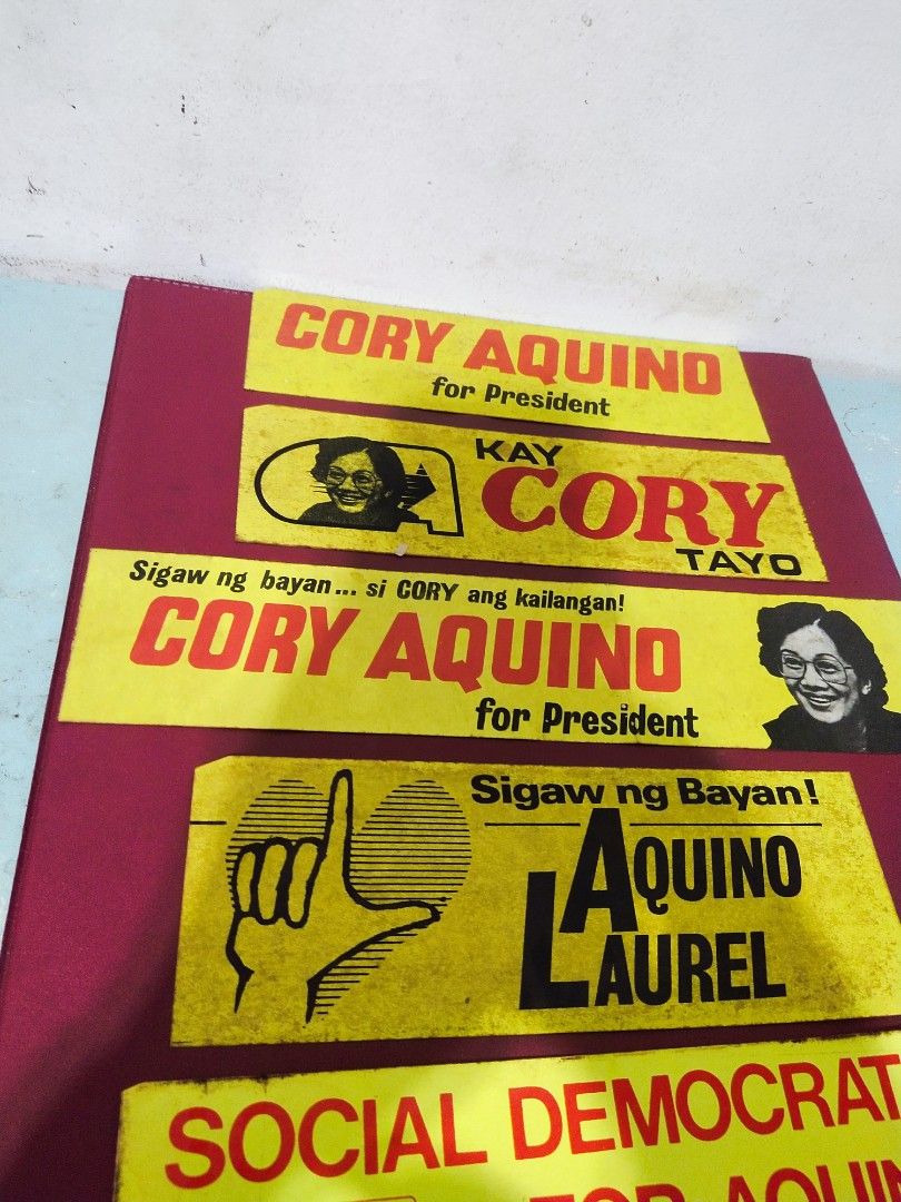 6 vintage ORIGINAL "Cory Aquino-Doy Laurel" campaign stickers/1986 ...