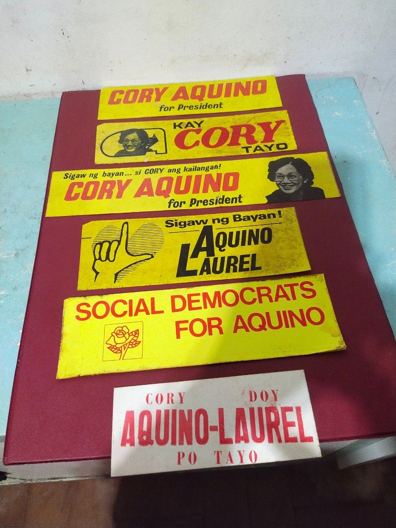 6 vintage ORIGINAL "Cory Aquino-Doy Laurel" campaign stickers/1986 ...
