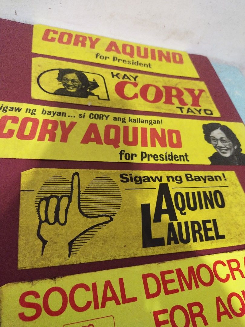 6 vintage ORIGINAL "Cory Aquino-Doy Laurel" campaign stickers/1986 ...