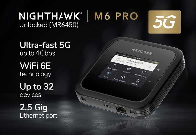 全新行貨 】Netgear Nighthawk M6 Pro 5G SIM Router 路由器 WiFi 6E 蛋 (MR6450), 手提 ...