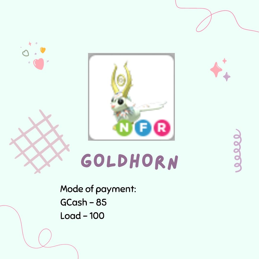 ADOPT ME NFR GOLDHORN (NEON FLY RIDE), Video Gaming, Video Games, Others on Carousell