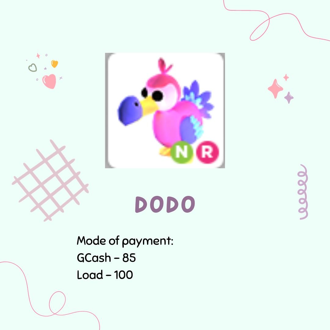 ADOPT ME NR DODO (NEON RIDE), Video Gaming, Video Games, Others on ...
