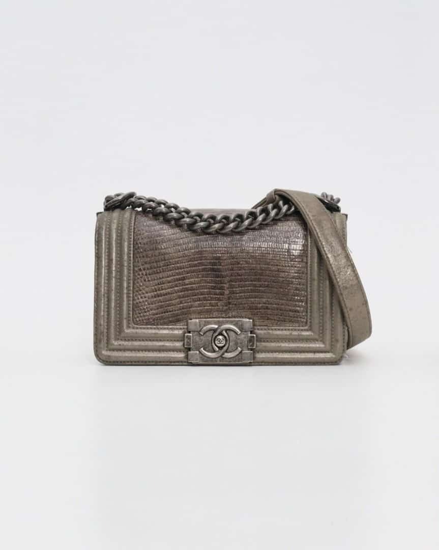 Chanel - Boy Mini Python Crossbody Bag Dimensions 20 x 15 Compelete with Card, Barang Mewah, Tas ...