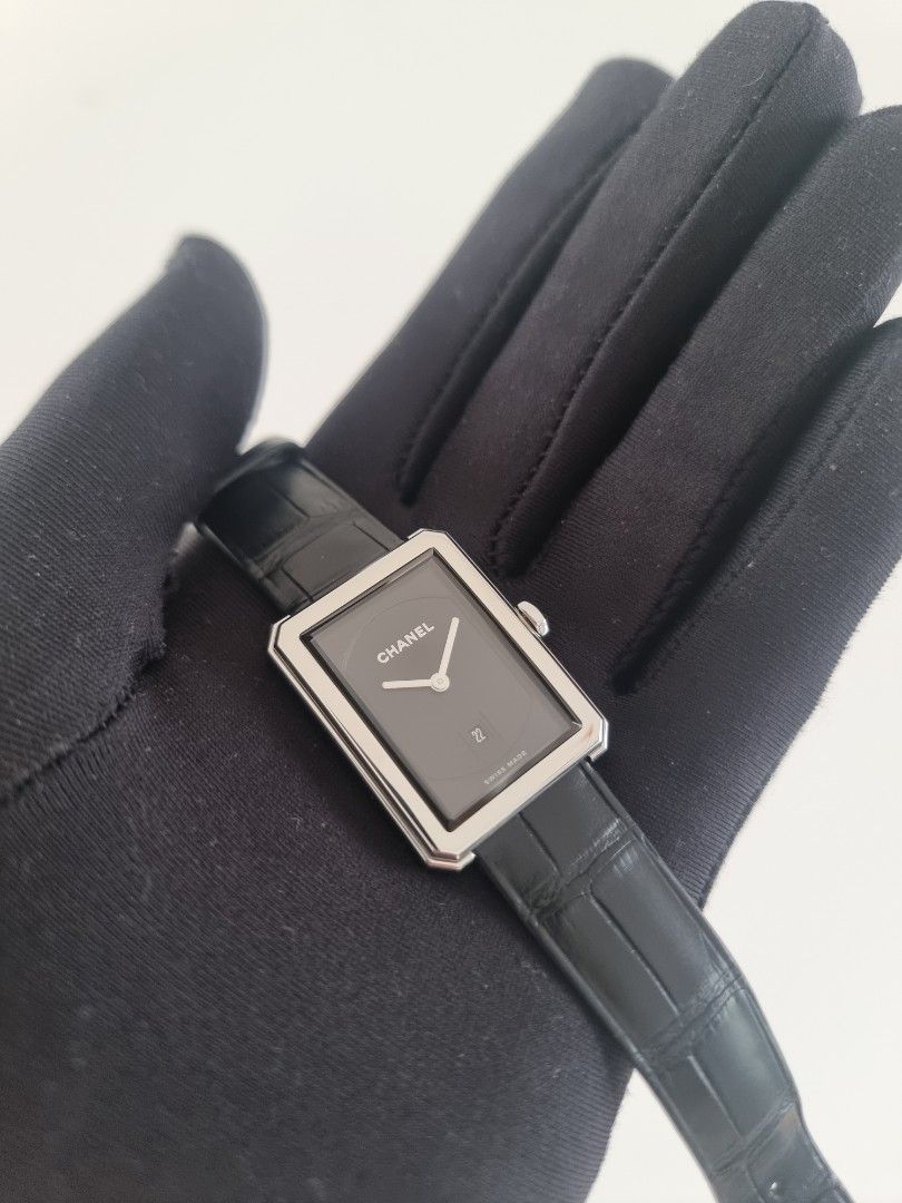 CHANEL BOYFRIEND BOY FRIEND BLACK GUILLOCHE DIAL H4884 QUARTZ LADIES ...