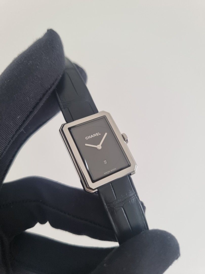CHANEL BOYFRIEND BOY FRIEND BLACK GUILLOCHE DIAL H4884 QUARTZ LADIES ...