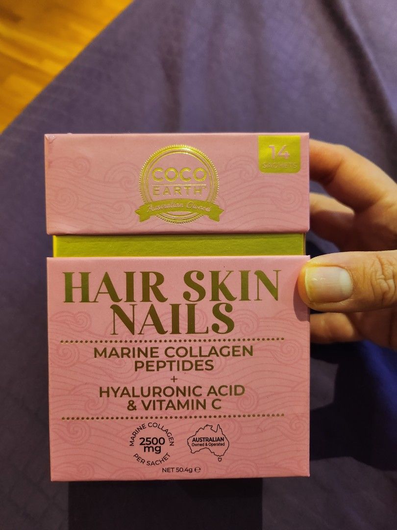 Coco Earth Marine Collagen + Hair Skin Nails | 14 pack, Health & Nutrition, Health Supplements ...