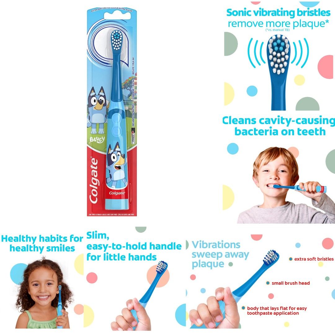 Colgate Bluey Kids Battery Powered Toothbrush, Kids Battery Toothbrush ...