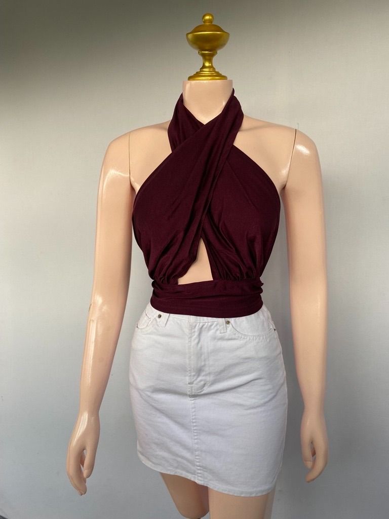 Criss Cross Halter Top, Women's Fashion, Tops, Others Tops on Carousell