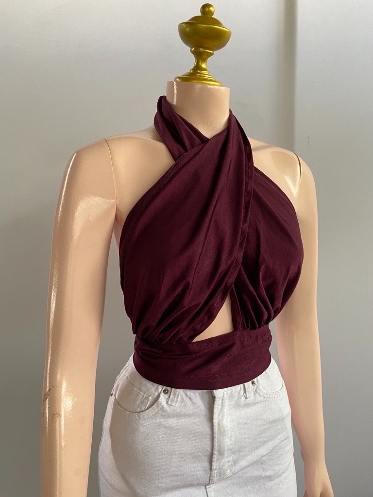 Criss Cross Halter Top, Women's Fashion, Tops, Others Tops on Carousell