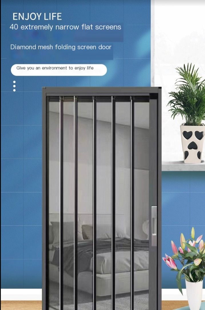 Diamond Mesh Folding Screen Door: Stylish Anti-Theft Solution with ...