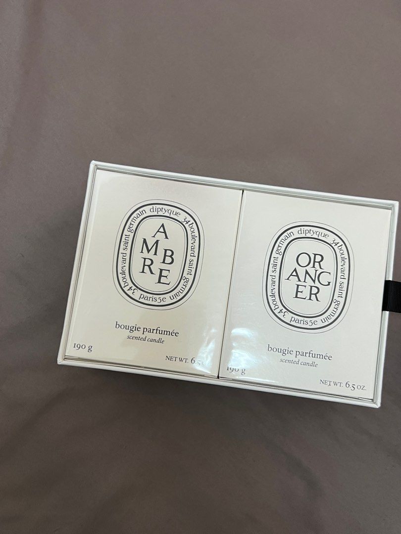 Diptyque Ambre and Oranger Candle set, Furniture & Home Living, Home ...