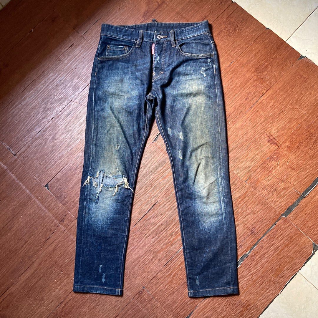 Dsquared2 Ripped Jeans Second Original, Fesyen Pria, Pakaian , Bawahan ...