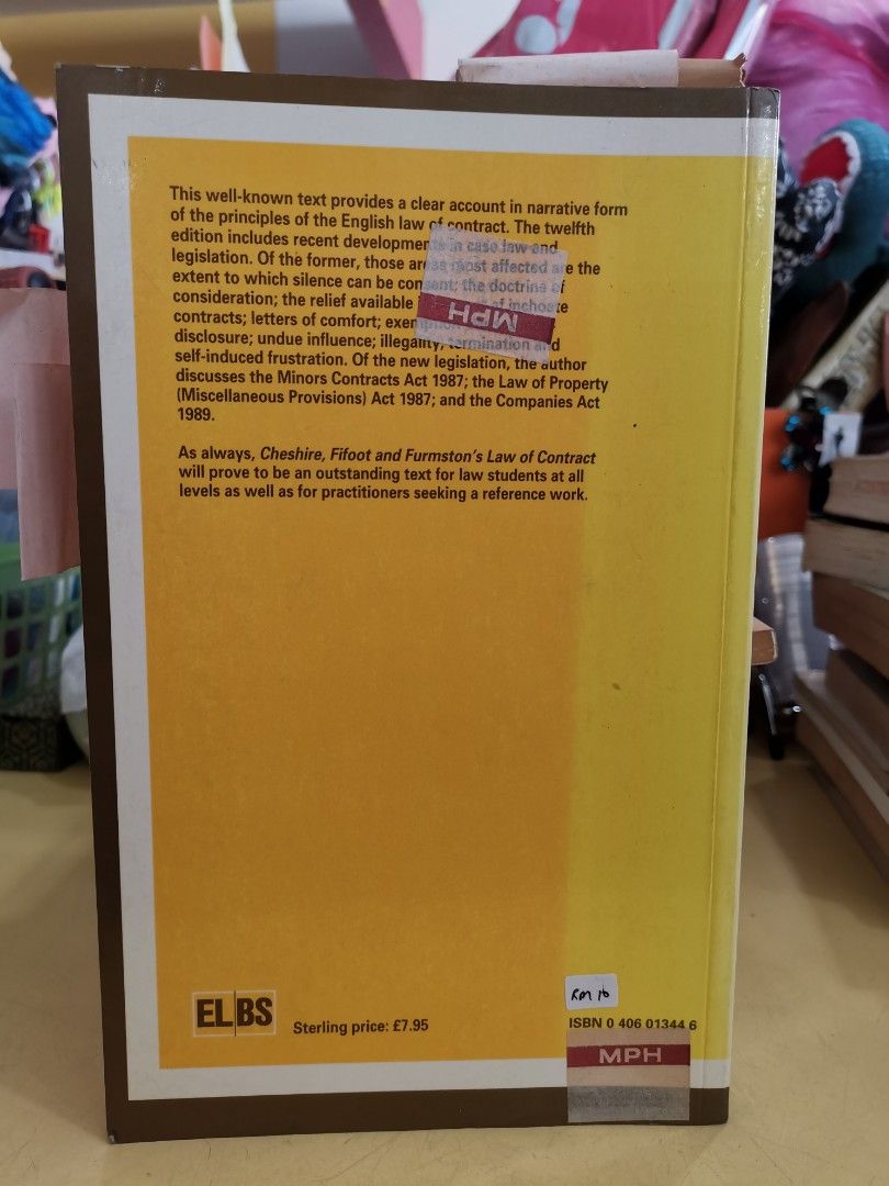 (ENG) Cheshire, Fifoot And Furmston's Law Of Contract (Twelfth Edition ...