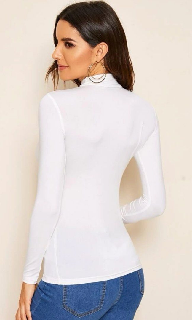 Essnce Solid Form-Fitting Turtleneck Top, Women's Fashion, Tops, Longsleeves on Carousell