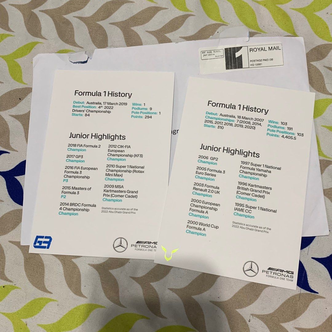 F1 Mercedes AMG Driver Cards 2023, Hobbies & Toys, Memorabilia ...