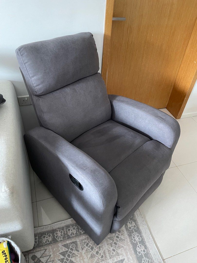 Grey recliner/ nursing chair, Furniture & Home Living, Furniture ...