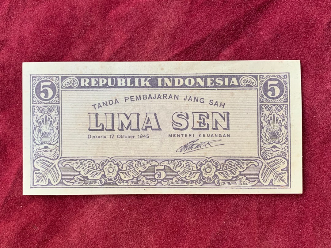 Indonesia 5 Sen 1945 Banknote RARE, Hobbies & Toys, Collectibles ...