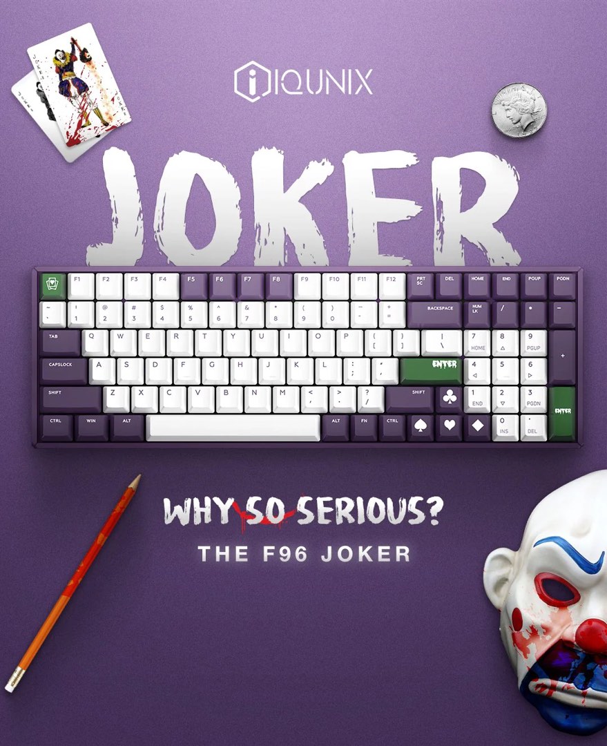 Iqunix F96 Joker Themed wireless mechanical keyboard, Computers & Tech ...