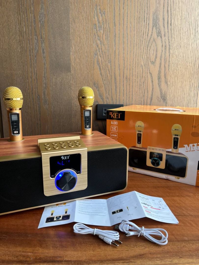 KEI K08 bluetooth karaoke speaker comes with 2 wireless microphones ...