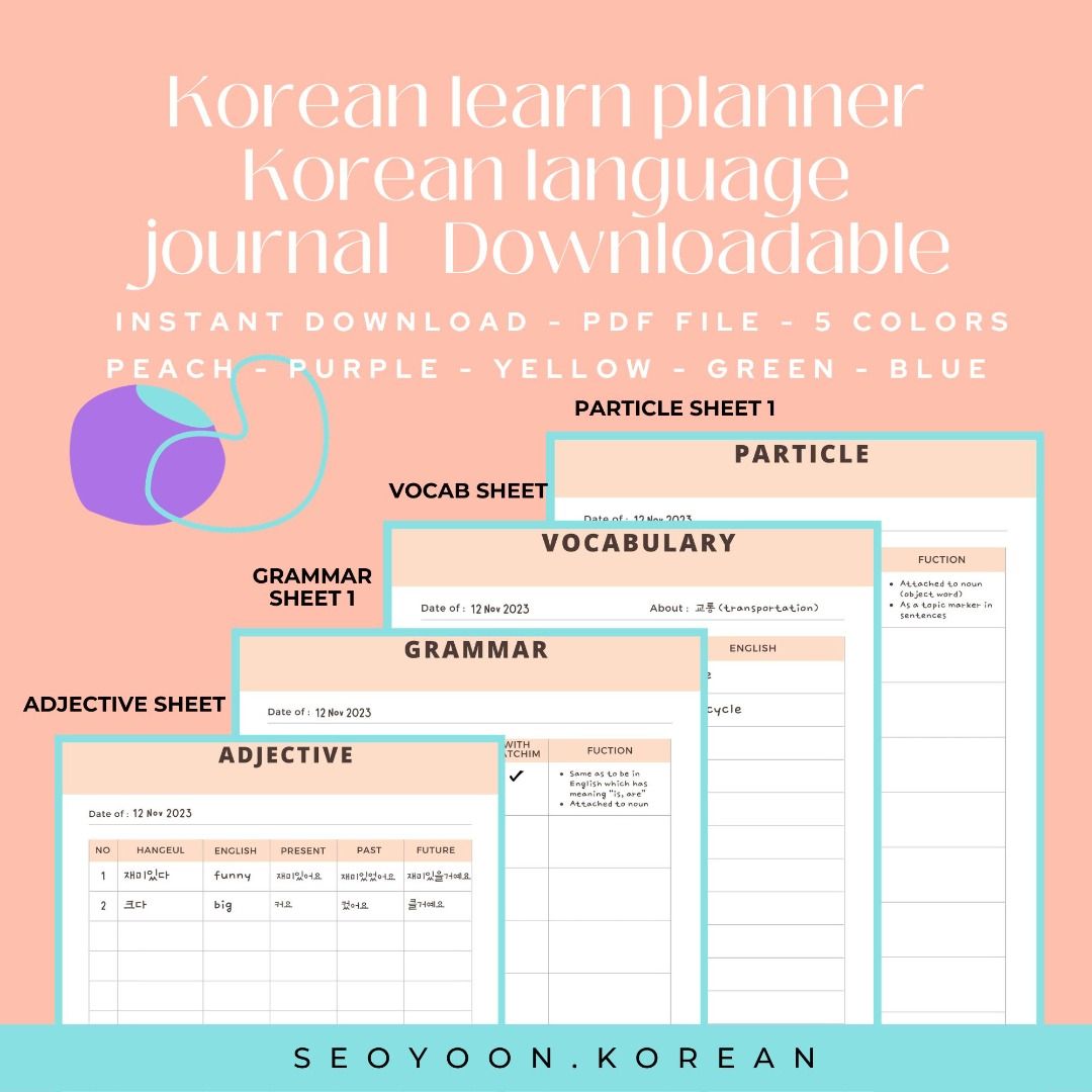Korean learn planner Korean language Daily Korean learn Korean learn ...