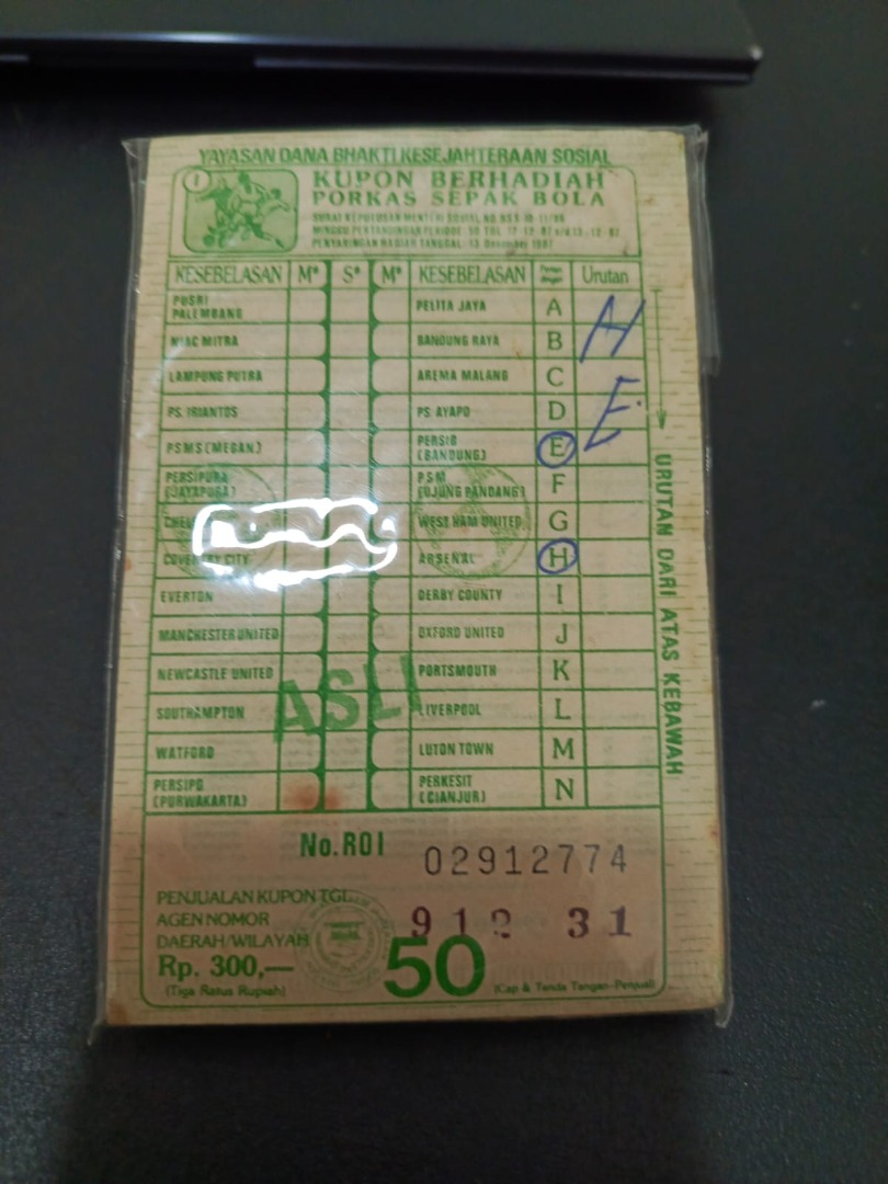 Kupon Porkas Bekas Jadul Koleksi Retro Vintage Nostalgia SDSB, Antik ...