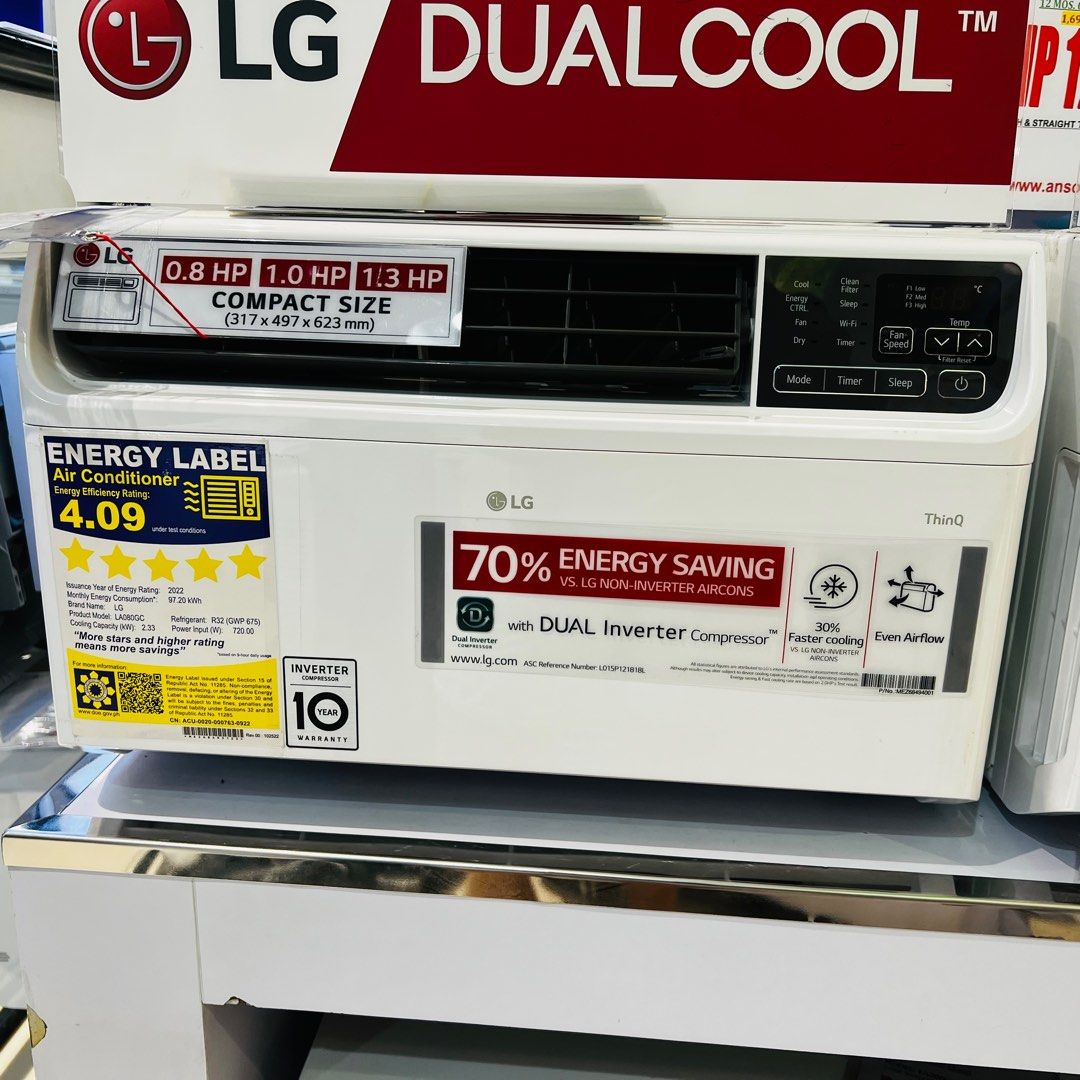 LG Dual inverter ThinQ Window Type Aircon, TV & Home Appliances, Air ...