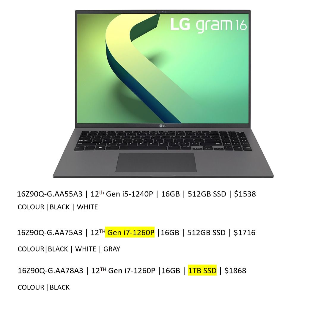 LG gram (2022) 16Z90Q Ultra Lightweight Laptop, 16" (2560 x 1600) IPS ...