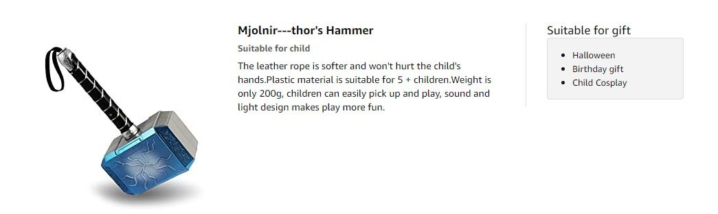 Light up Thor Hammer and Mask set. Marvel Avenger Mjolnir Hammer With ...