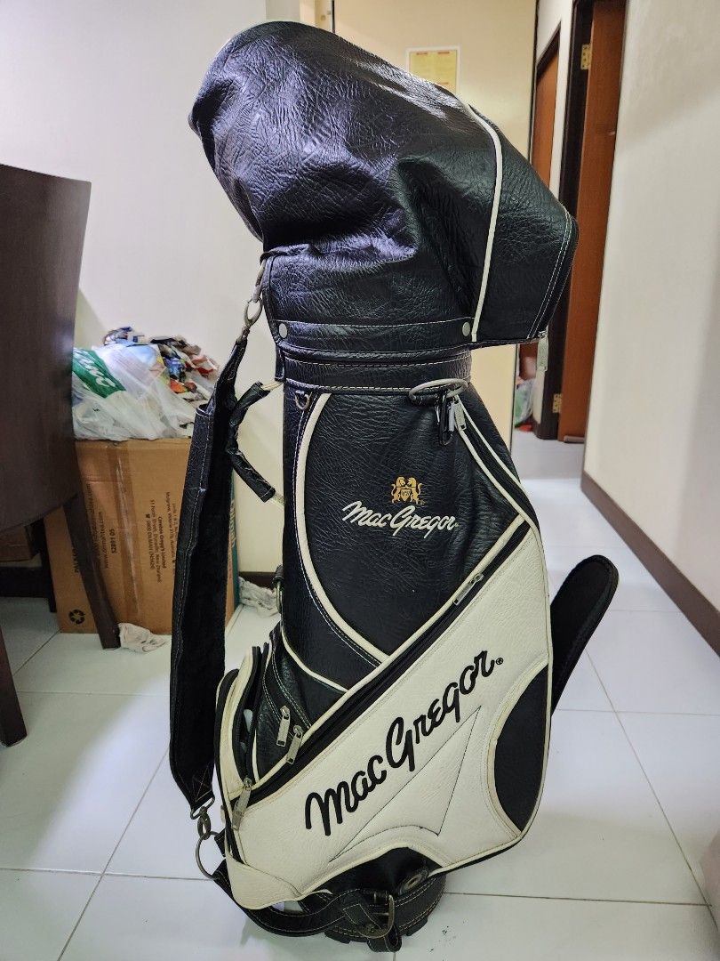 MacGregor leather golf bag with club holder, Sports Equipment, Sports & Games, Golf on Carousell