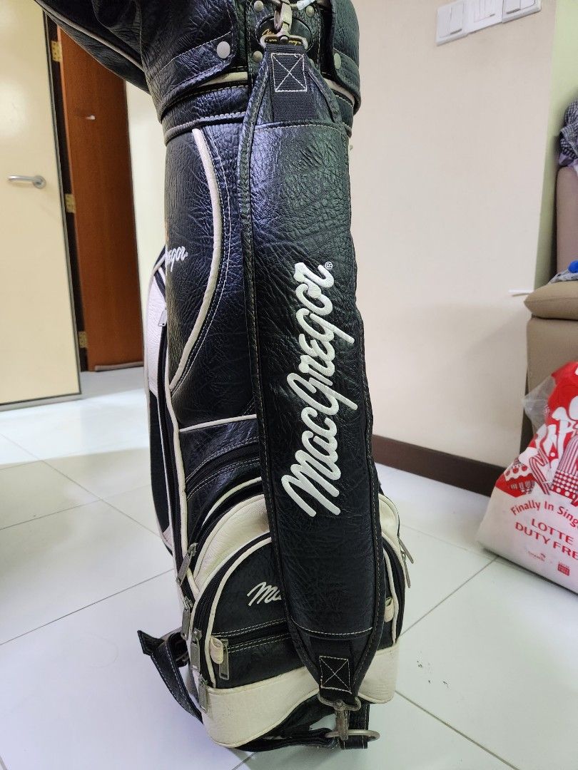 MacGregor leather golf bag with club holder, Sports Equipment, Sports & Games, Golf on Carousell
