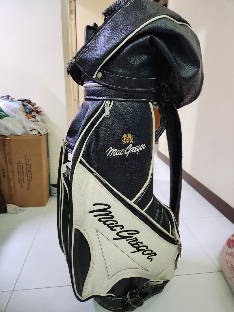 MacGregor leather golf bag with club holder, Sports Equipment, Sports & Games, Golf on Carousell