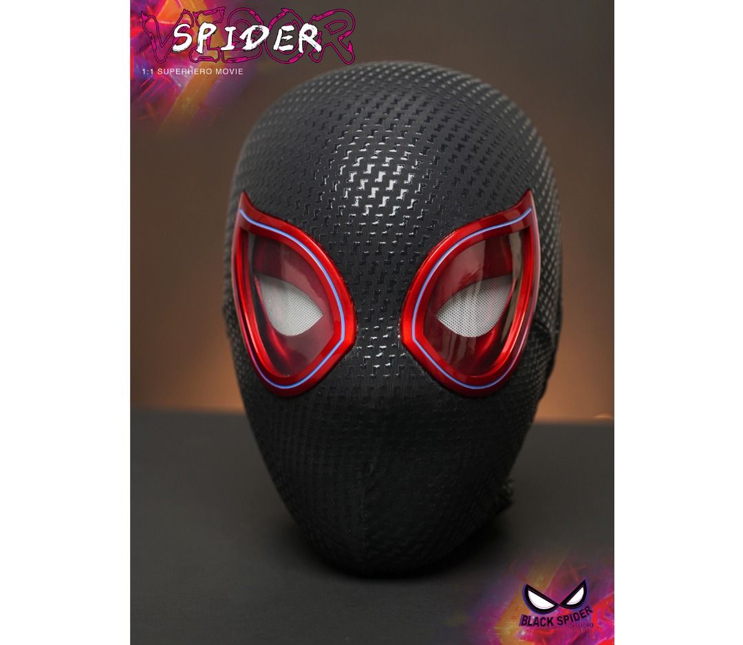 Marvel Electronic Wink Black Spider-Man Miles Morales Mask Spider Visor ...