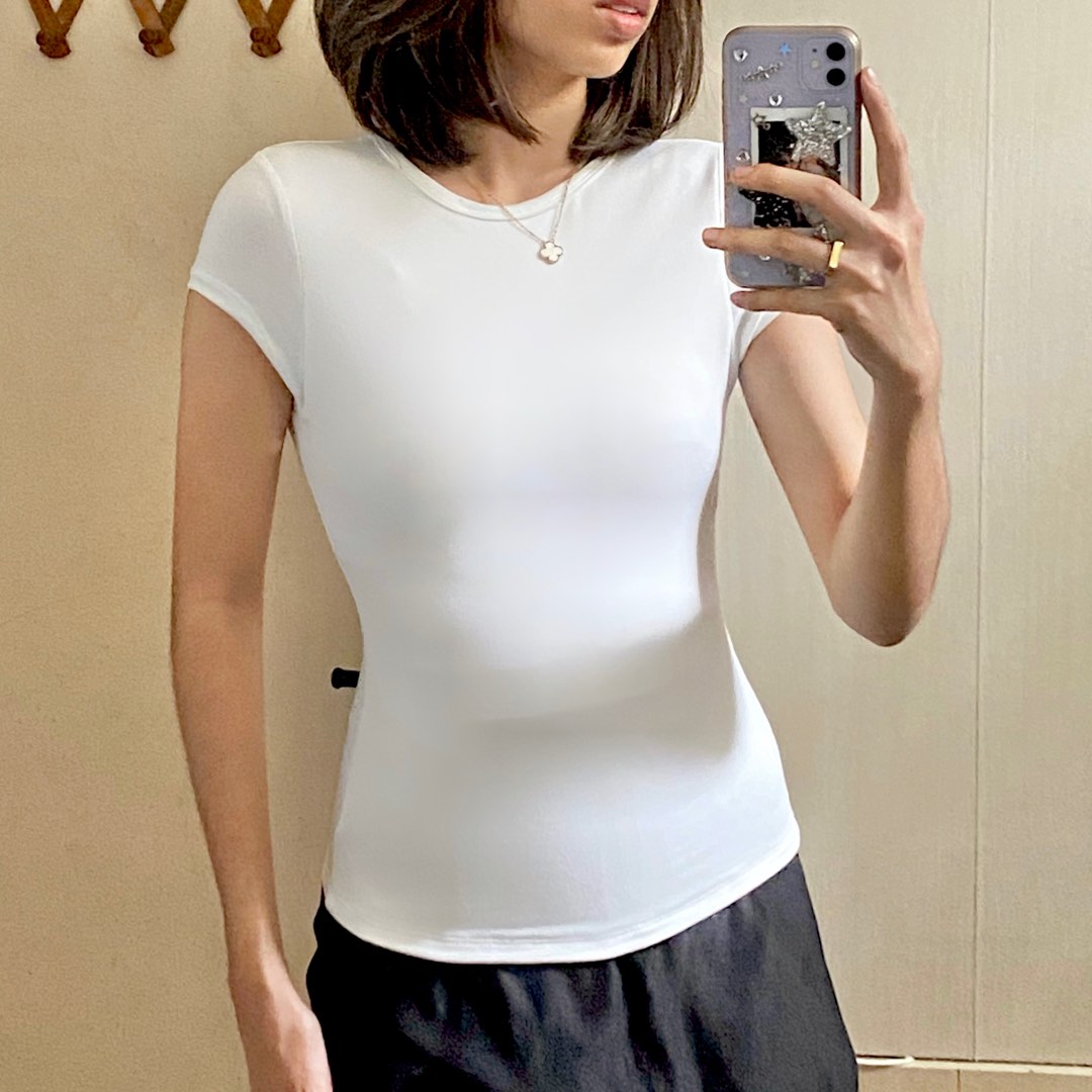 Mera White Double Lined Fitted Top, Women's Fashion, Tops, Blouses on ...
