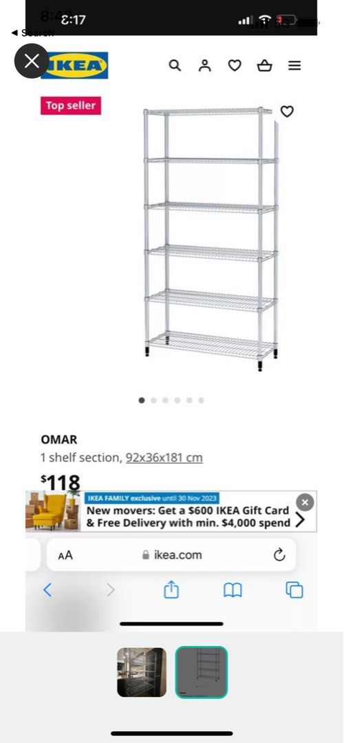 Metal Rack IKEA OMAR, Furniture & Home Living, Furniture, Shelves ...