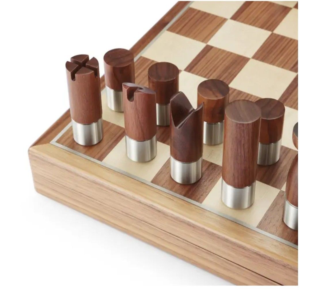 Modernist Chess Set . Royal selangor. Wooden chess set., Hobbies & Toys ...