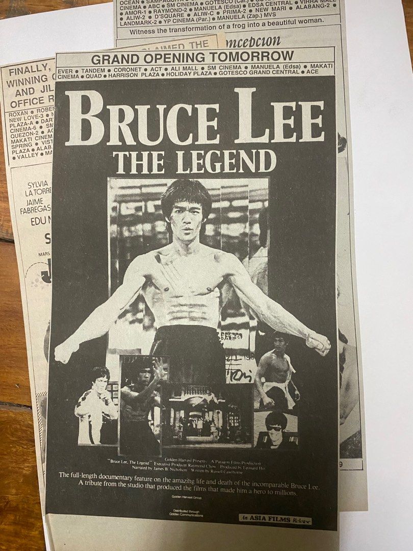 Old Vintage Newspaper Clip Cut Out Bruce Lee The Legend in Philippines ...