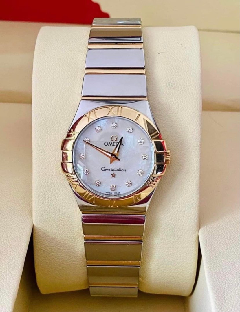 Omega Constellation 28mm Mother of Pearl Diamond Dial 18k Gold Two-tone ...