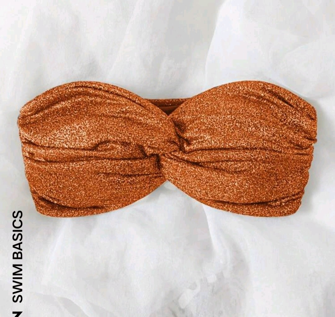 Orange Metallic Bikini Top, Women's Fashion, Undergarments & Loungewear ...